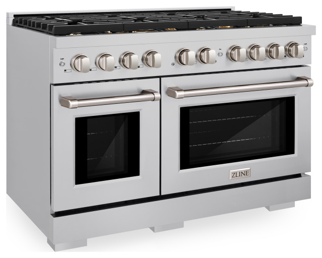 ZLINE 48" Freestanding Gas Range in Stainless Steel with Brass Burners ...