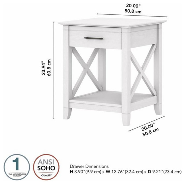 Home Square Wood End Table with Storage in Pure White Oak - Set of 2 ...