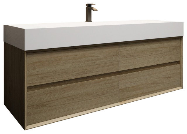 MAX 60" Single Floating Bath Vanity With Acrylic Sink - Modern ...