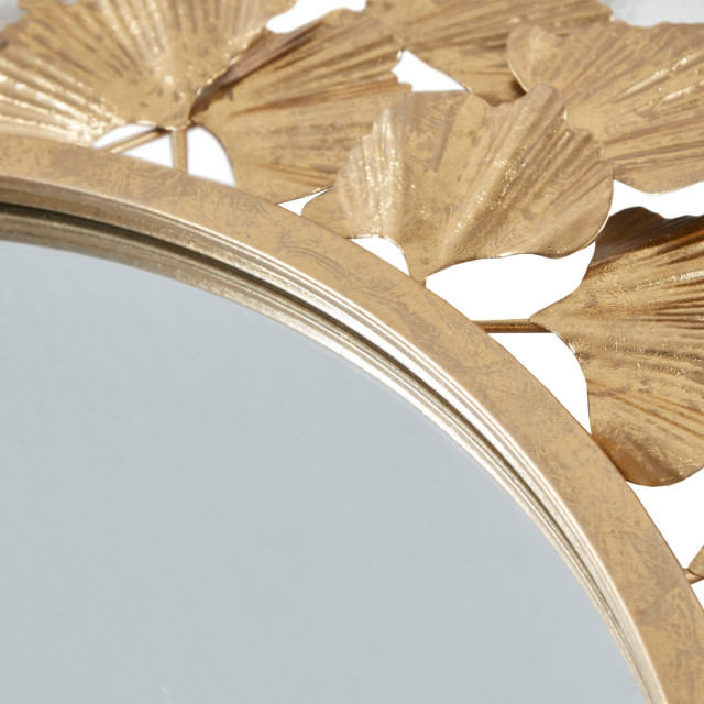 Martha Stewart Eden Gold Gingko Leaf Round Wall Mirror 30.5" - Contemporary - Wall Mirrors - by ...