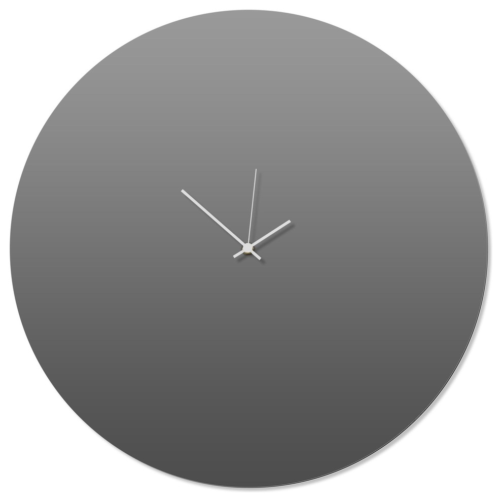 Contemporary Clock 'Grayout White Circle Clock' Artisan-Made Gray ...