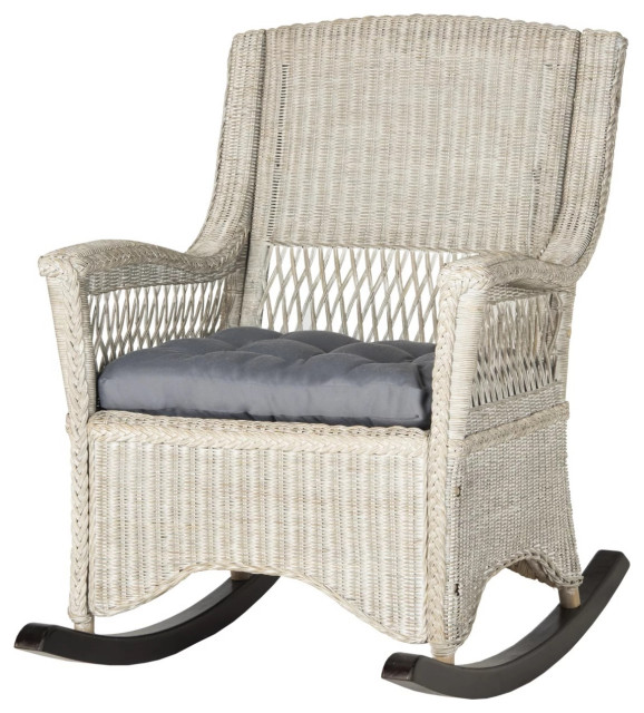 Classic Rocking Chair with Rattan Frame, Diamond Weave Panels ...