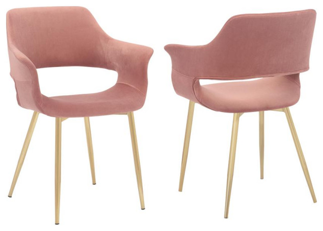 Gigi Pink Velvet Dining Room Chair with Gold Metal Legs - Contemporary ...