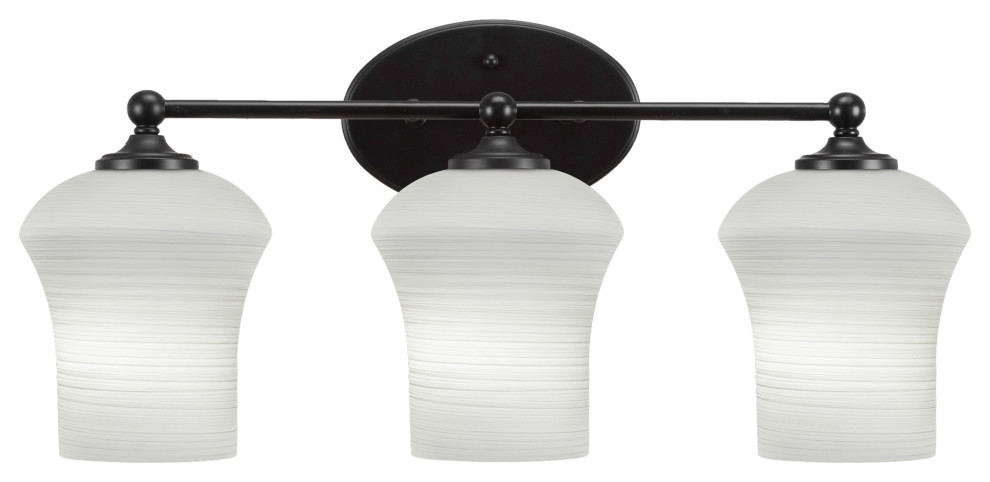 Capri 3 Light Bath Bar, Matte Black Finish, 5.5" Zilo White Linen Glass ...