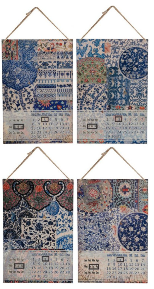 Classic 4 Piece Metal Calendar Wall Decor Set W Intricate Pattern ...