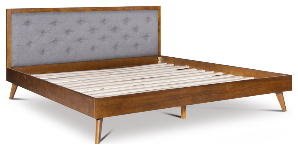 Reid Mid Century Gray Platform King Bed - Modern - Platform Beds - by ...