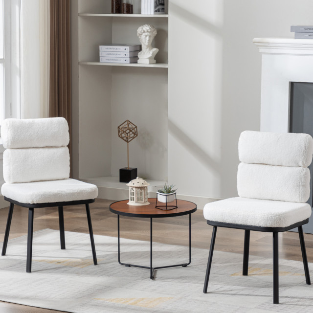 Metal Solid Back Boucle Dining Chairs,Side Chair for Dining Room(Set of ...