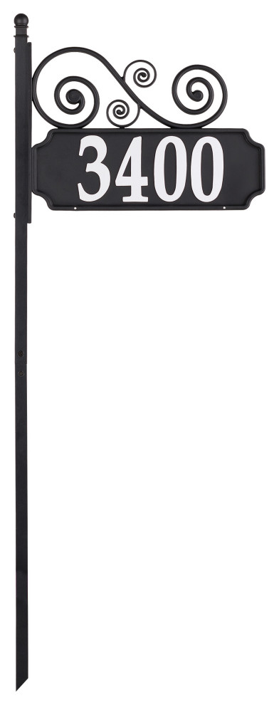 Nite Bright Scroll Reflective Address Post Sign - Mediterranean ...