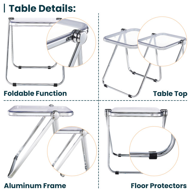 LeisureMod Lawrence Modern Rectangular Folding Table With Aluminum ...