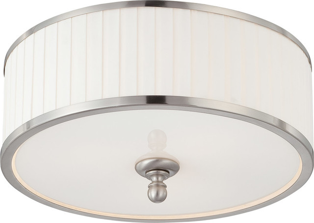 Candice 3 Light - Flush Dome Fixture With Pleated White Shade ...