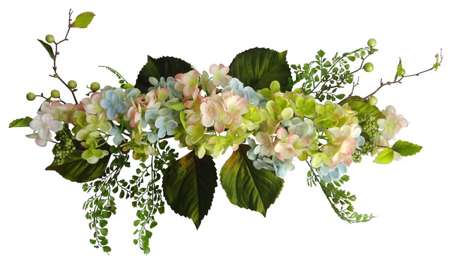 26" Faux Hydrangea Swag - Contemporary - Wreaths And Garlands - by ...