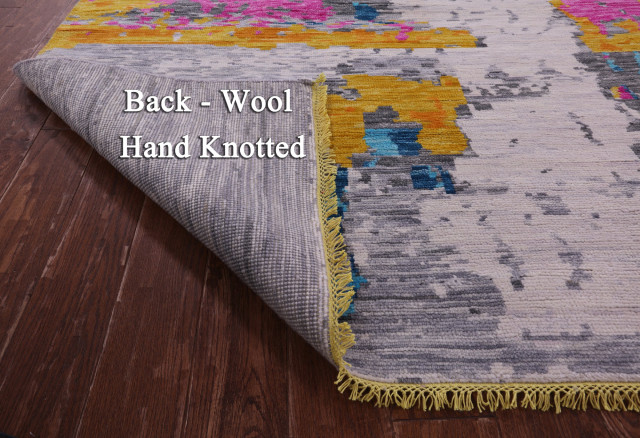 Hand Knotted Modern Abstract Wool Rug 9' 9" X 13' 11" - Q22389, 9' 9" X ...