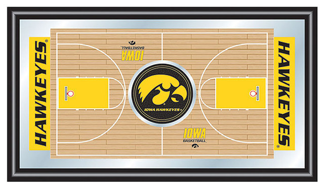 University of Iowa Basketball Framed Full Court Mirror - Game Room Wall ...