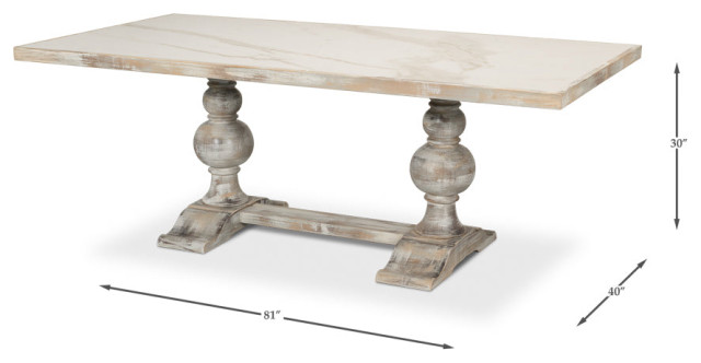 Small 81" Trestle Dining Table Gray Gloss Top - French Country - Dining ...