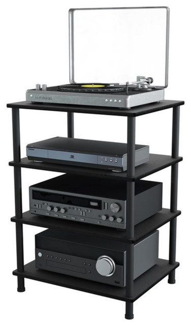 AVF 4-Shelf Steel and Wood Stand for Audio IT or Home Office in Black ...