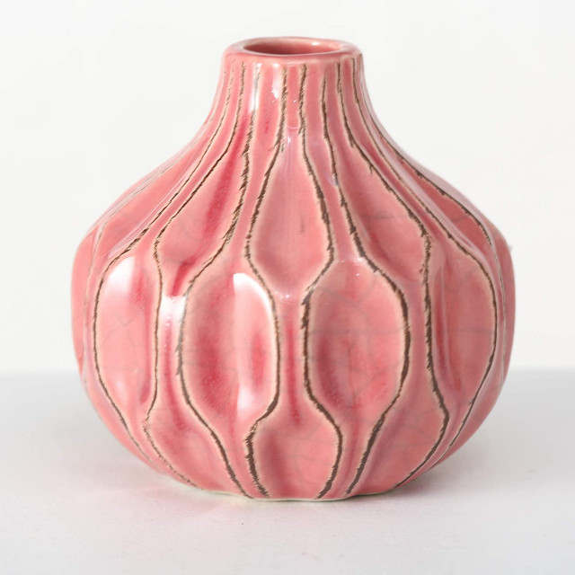 3 Piece PInk/Mauve/Rose Stoneware Table Vase Set - Farmhouse - Vases ...