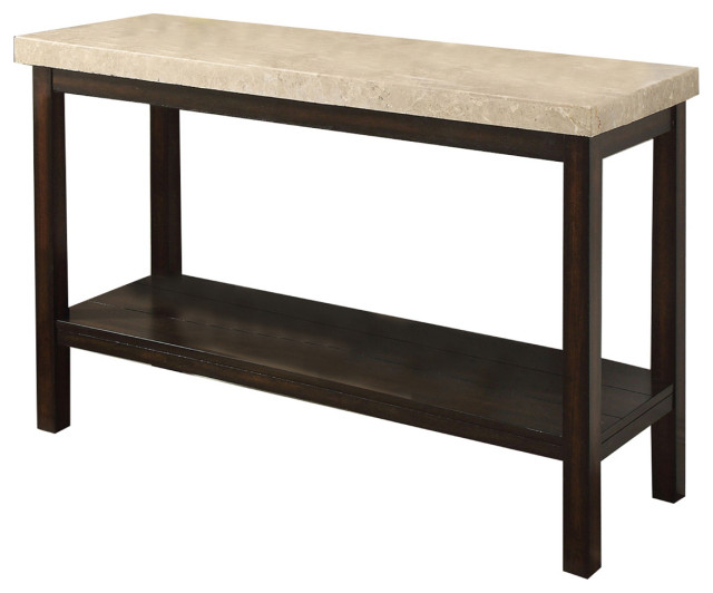 Benzara Transitional Sofa Table with Genuine Marble Top, Brown ...