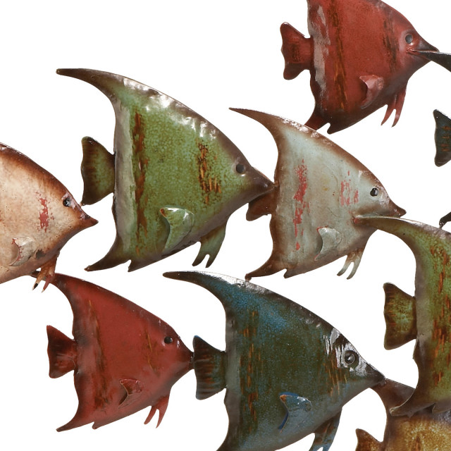 Metal Frame Fish Wall Decor with Mounting Hardware, Multicolor - Beach ...