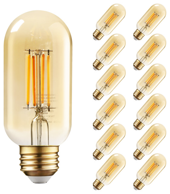4W T45 Edison LED Bulb, 2200K T14 Filament Tubular Light Bulb, Set of 12 - Transitional - Led ...