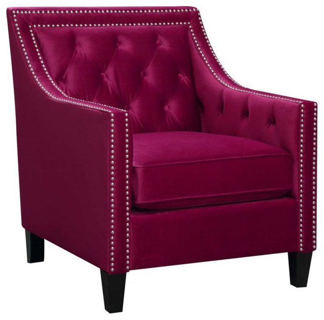 Bowery Hill Accent Arm Chair in Red - Transitional - Armchairs And ...