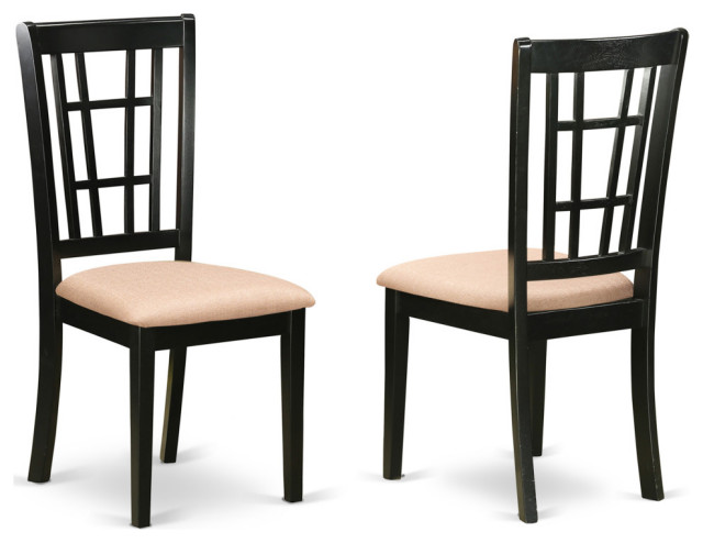 Nicoli Kitchen Chair With Linen Fabric Seat, Set of 2 - Transitional ...