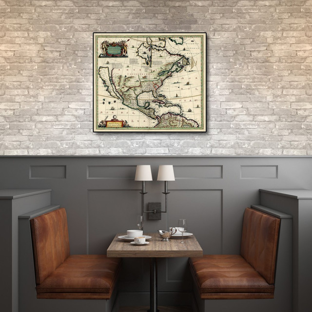 Vintage 1652 Map Of Early North America Unframed Print Wall Art ...