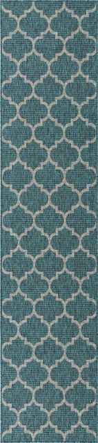 Rug Unique Loom Outdoor Trellis Teal Runner 2' 7 x 12' 0 ...