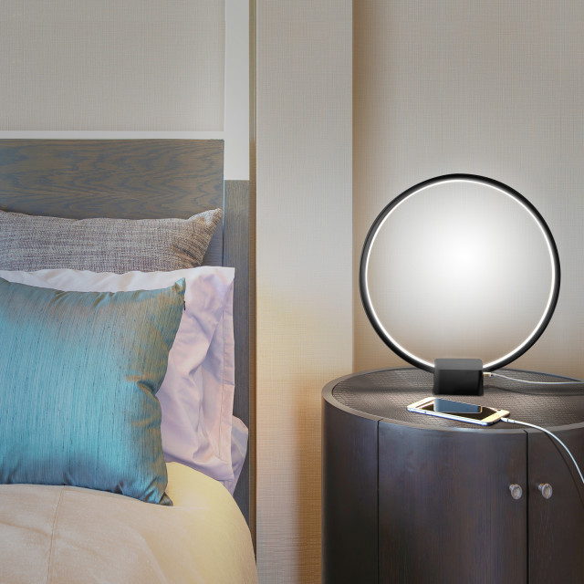 Brightech Circle - LED Modern Bedroom Nightstand Lamp - Super Bright ...