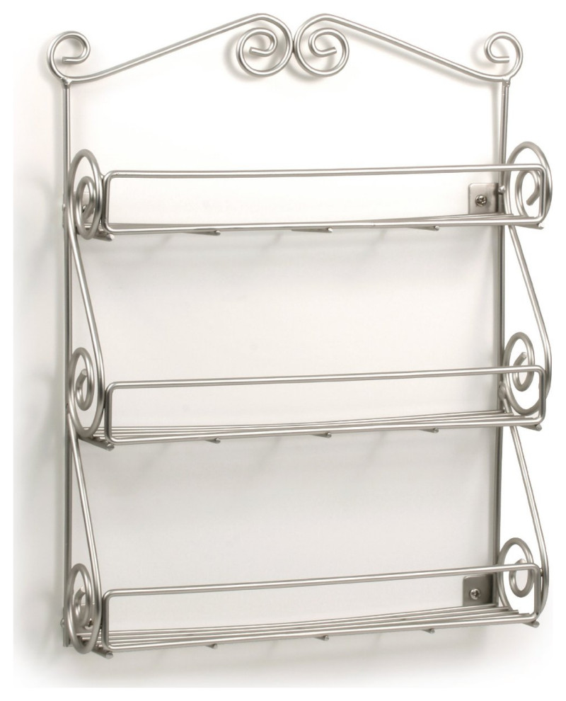 Spectrum Scroll Satin Nickel Steel Wall Mount Spice Rack - Transitional ...