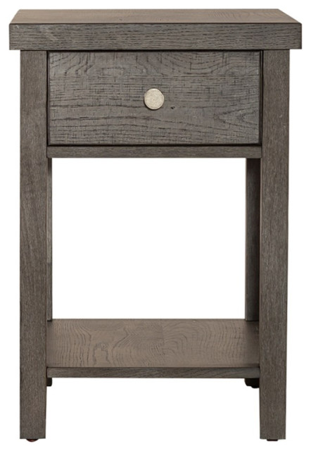 Modern Farmhouse Dark Gray Drawer Chair Side Table - Farmhouse - Side ...