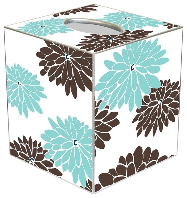 TB1560-Mod Mum Brown and Blue Tissue Box Cover - Traditional - Tissue ...