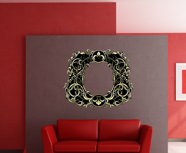 Floral Frame Vinyl Wall Decal FloralFrameUScolor044, 36 in ...