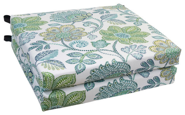 20"X19" Patterned Outdoor Chair Cushions, Set of 4, Busan Juniper ...