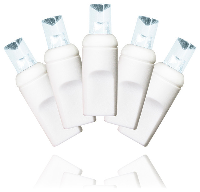 35 5Mm Pure White LED Light String 4" Spacing On White Wire ...