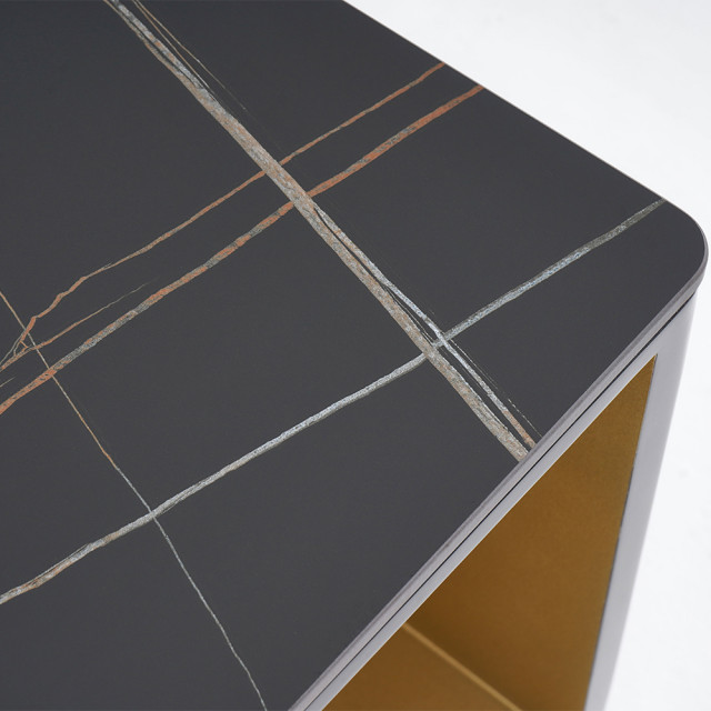 Modern Side Table with Storage Hollow Cube Table with Gold Metal ...