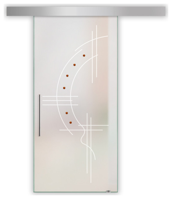 Sliding Glass Door With Faceted Stone ALU100, 36"x81" - Contemporary ...