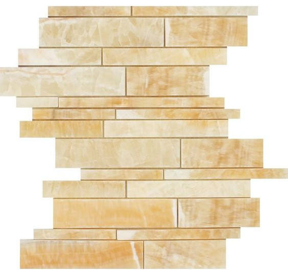 Honey Onyx Polished Random Strip Mosaic Tile - Contemporary - Mosaic ...