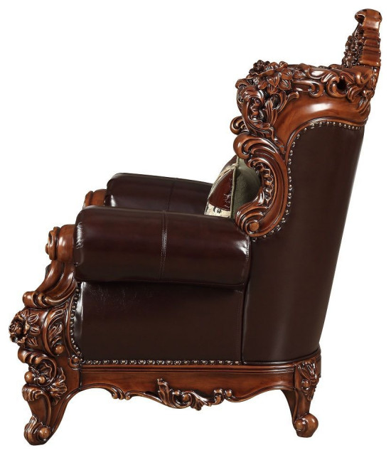 ACME Forsythia Chair With1 Pillow, Espresso Top Grain Leather Match and ...