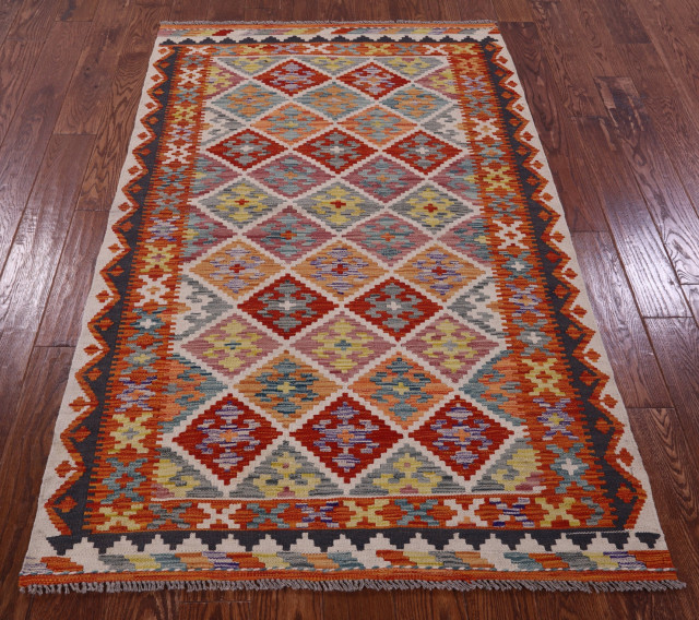 Kilim Flat Weave Reversible Wool On Wool Rug 3' 11" X 6' 2" - Q17887, 3 ...