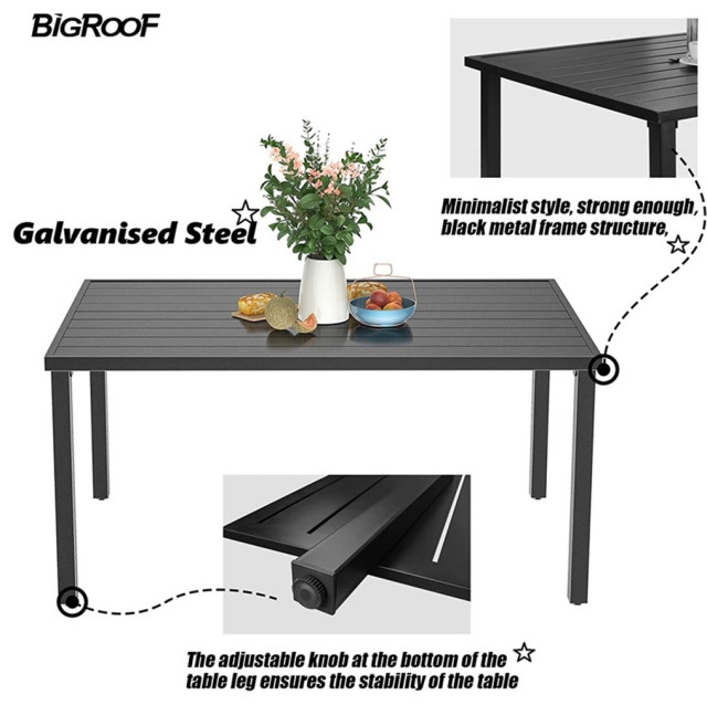 Furniture of America Hjem 5-Piece Black Metal Rectangular Patio Dining ...