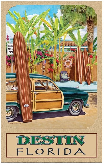 by Artist Evelyn Jenkins Drew Destin Florida Beach Art Print, 30"x45 ...