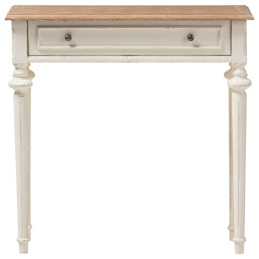 Marquetterie Weathered Oak and White Wash Distressed Wood Two-Tone ...