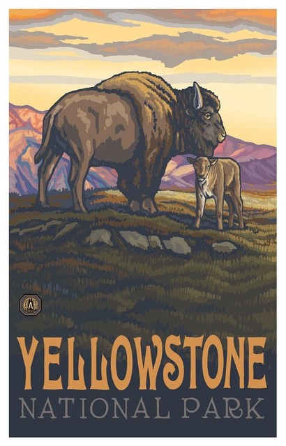 by Artist Paul A. Lanquist Yellowstone National Park Art Print, 24"x36 ...