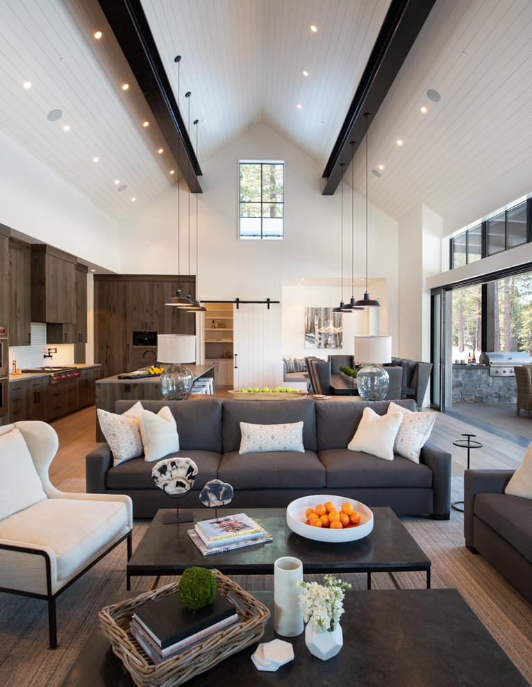 Martis Modern Farmhouse-Great Room and Kitchen - Farmhouse - Sacramento ...