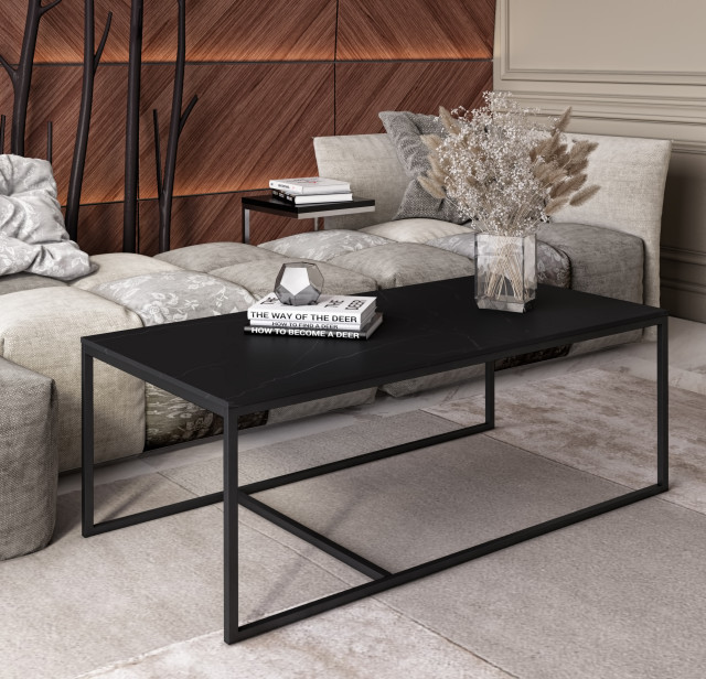 Modrest Baca Black Marble, Metal Coffee Table - Transitional - Coffee ...