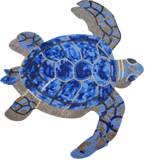 Sea Turtle Mosaic - Mosaic Designs, 52" x 60" - Beach Style - Tile ...
