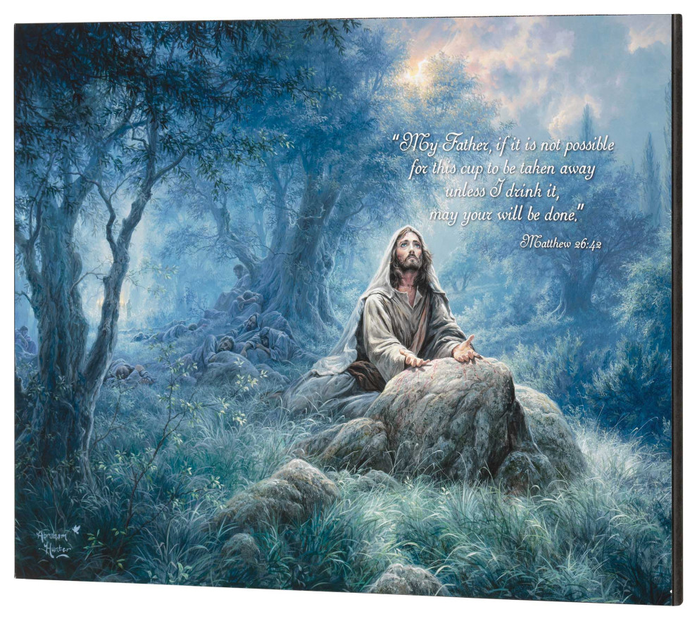 Wall Plaque, Jesus Gethsemane Matt. 26:42 - Contemporary - Prints And ...
