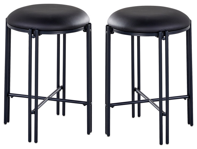 Morgan Backless Round Counter Stool, Set of 2 - Industrial - Bar Stools ...