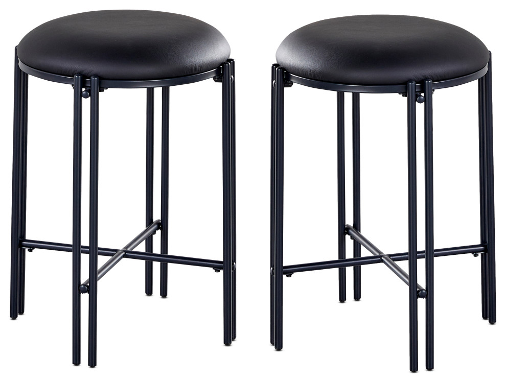 Morgan Backless Round Counter Stool, Set of 2 - Industrial - Bar Stools ...