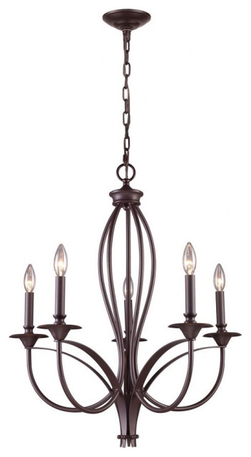 Transitional Five Light Chandelier in Oiled Bronze Finish - Chandelier ...